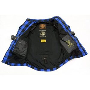 Milwaukee Leather MPM1634 Men's Plaid Flannel Biker Shirt with CE Approved Armor - Reinforced w/Aramid Fiber - 4X Blue