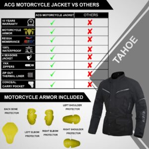 ACG TAHOE-J106 MOTORCYCLE ADV JACKET (BLACK, X-LARGE)