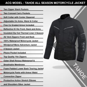 ACG TAHOE-J106 MOTORCYCLE ADV JACKET (BLACK, X-LARGE)