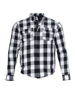 bikers place mens motorcycle lightweight waterproof ce armor blk/white checkered flannel riding jacket shirt (xl, blk/white) (sh13)