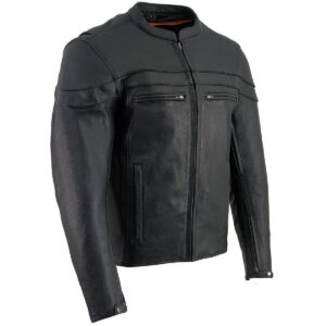 milwaukee leather sh1408 men's sporty crossover vented black motorcycle leather scooter jacket - large