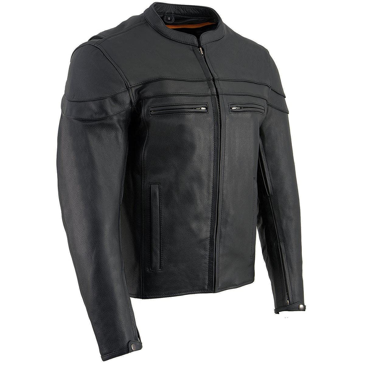 Milwaukee Leather SH1408 Men's Sporty Crossover Vented Black Motorcycle Leather Scooter Jacket - Large