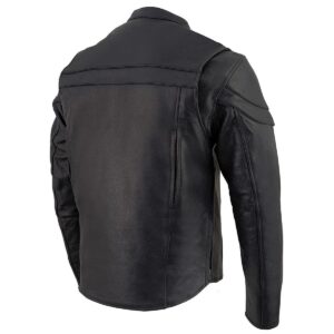 Milwaukee Leather SH1408 Men's Sporty Crossover Vented Black Motorcycle Leather Scooter Jacket - Large