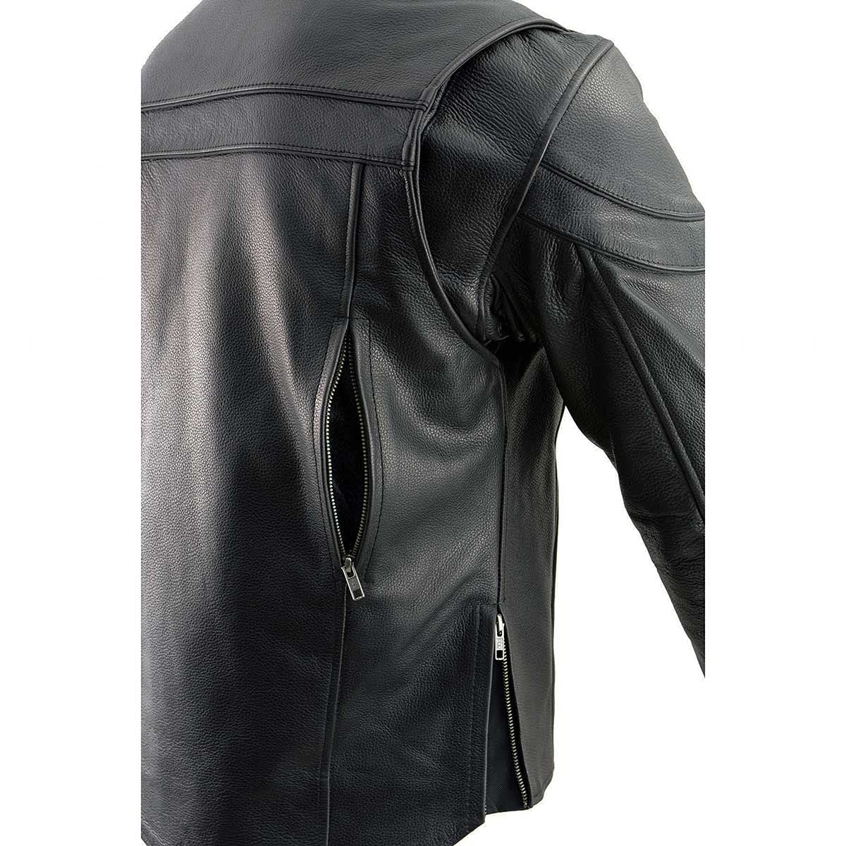 Milwaukee Leather SH1408 Men's Sporty Crossover Vented Black Motorcycle Leather Scooter Jacket - Large