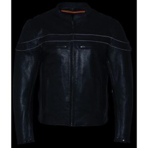 Milwaukee Leather SH1408 Men's Sporty Crossover Vented Black Motorcycle Leather Scooter Jacket - Large