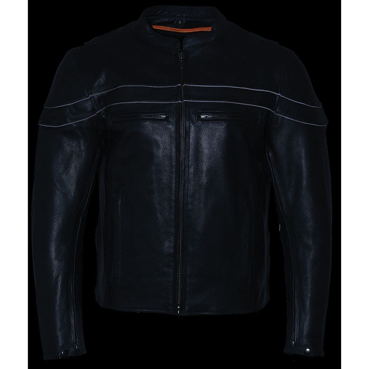 Milwaukee Leather SH1408 Men's Sporty Crossover Vented Black Motorcycle Leather Scooter Jacket - Large