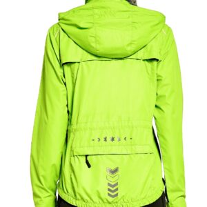 FitsT4 Sports Women's Cycling Running Jackets Lightweight Windproof Bike Windbreaker Reflective with Hood Fluorescent Yellow Size S