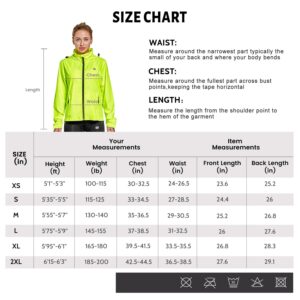 FitsT4 Sports Women's Cycling Running Jackets Lightweight Windproof Bike Windbreaker Reflective with Hood Fluorescent Yellow Size S