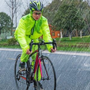 ROCKBROS Cycling Rain Jacket for Men Bike Pants 100% Waterproof Cycling Suit Breathable Cycling Jacket Pants for Heavy Rain