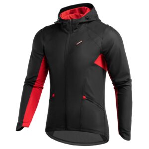 rockbros winter cycling jacket for men windproof thermal breathable running windbreaker cycling clothing black