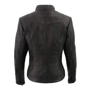 Milwaukee Leather SFL2801 Women's 'Racer' Black Stand Up Collar Motorcycle Fashion Leather Jacket - X-Large