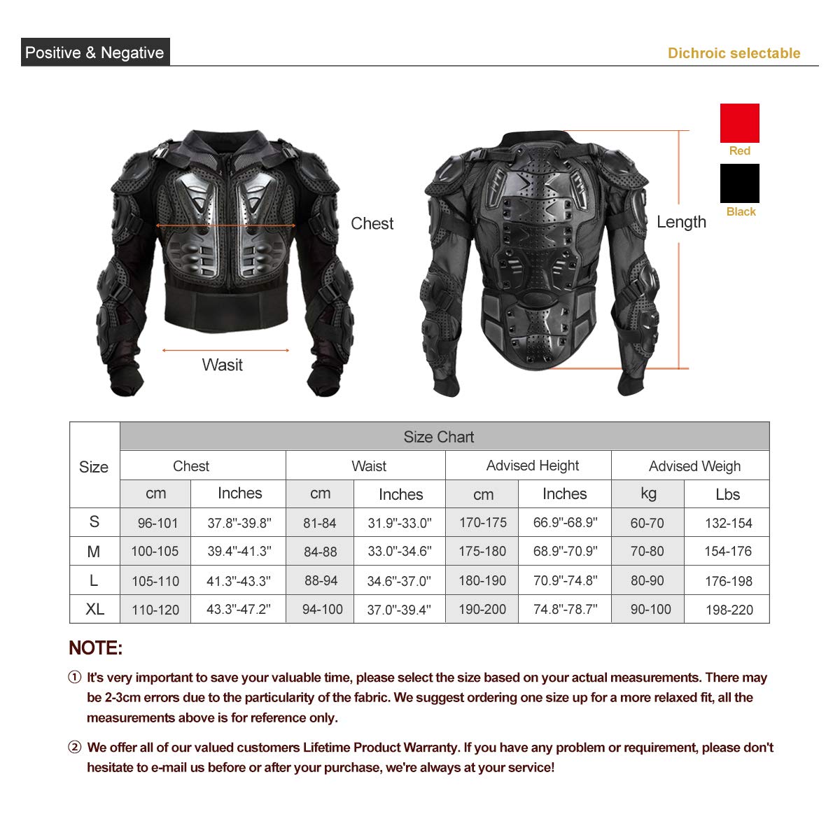 Motorcycle Protective Jacket Full Body Armor Protection Dirt Bike Gear ATV Protective Safety Gear Riding Racing Armor Motocross Protector Jacket Men Women For Off-Road Motorbike Cycling Skiing Skating