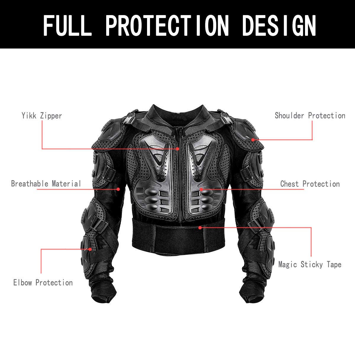 Motorcycle Protective Jacket Full Body Armor Protection Dirt Bike Gear ATV Protective Safety Gear Riding Racing Armor Motocross Protector Jacket Men Women For Off-Road Motorbike Cycling Skiing Skating