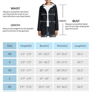 BALEAF Women's Rain Jacket Waterproof Lightweight Long Raincoat Travel Outdoor Hiking Hooded Windbreaker Black M