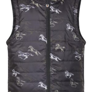 Kerrits Kids Pony Tracks Reversible Quilted Vest Black Run Free Multi/Black Size: M