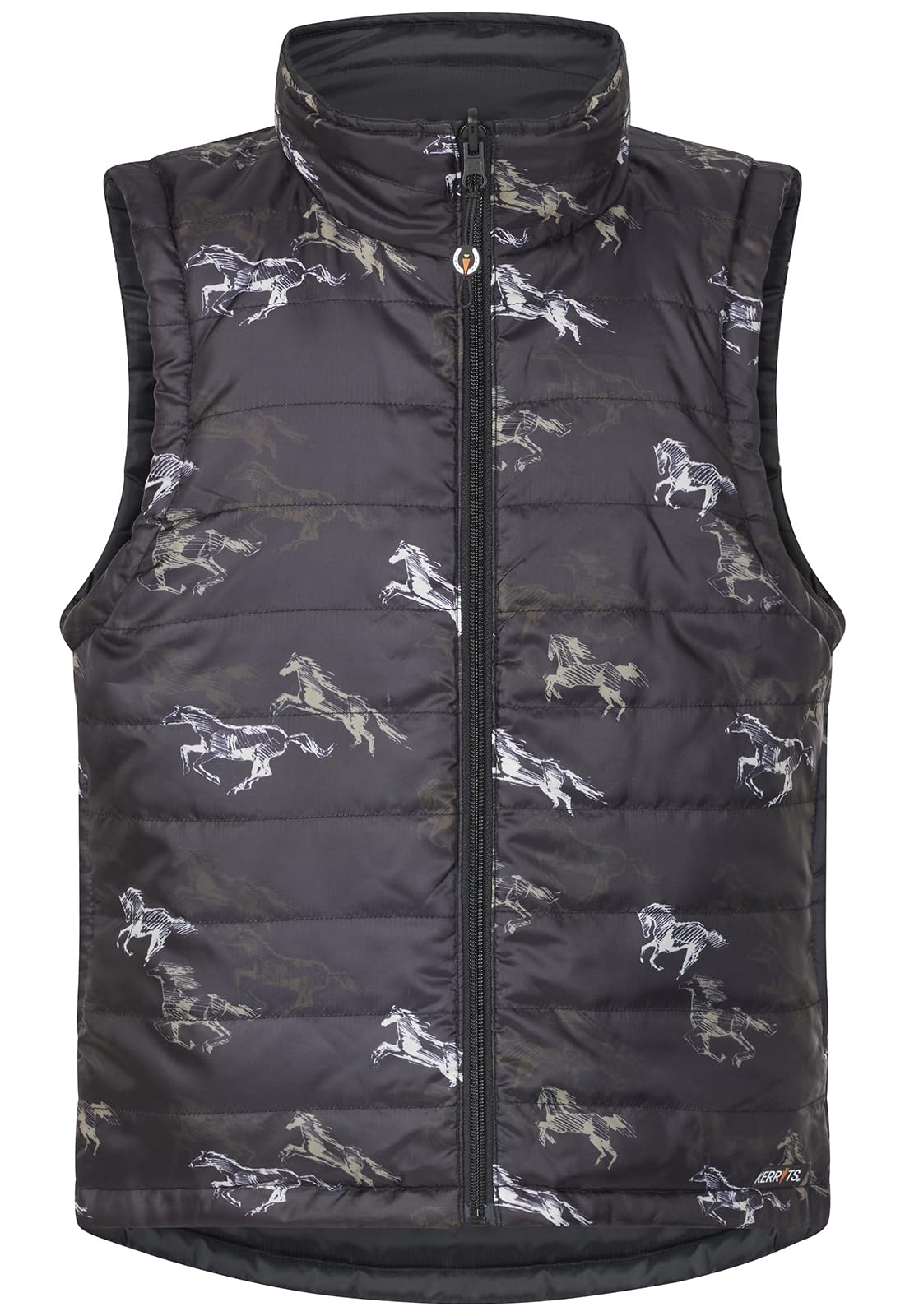 Kerrits Kids Pony Tracks Reversible Quilted Vest Black Run Free Multi/Black Size: M