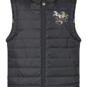 Kerrits Kids Pony Tracks Reversible Quilted Vest Black Run Free Multi/Black Size: M