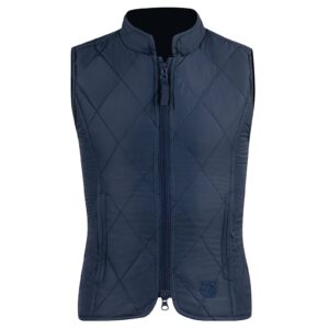 horze kid's unisex quilted softshell lightweight windproof equestrian riding vest - peacoat dark blue - m