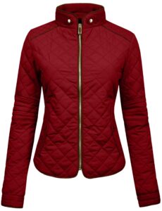 ne people womens lightweight quilted zip jacket, newj22-burgundy, small