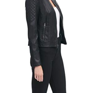 Levi's Women's Size Faux Leather Motocross Racer Jacket (Standard and Plus), Black, 3X