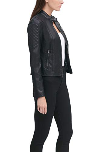 Levi's Women's Size Faux Leather Motocross Racer Jacket (Standard and Plus), Black, 3X