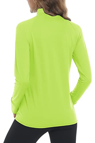 MAGCOMSEN Women's Lightweight Workout Jackets UV Protection Jacket Long Sleeve Shirts Running Fishing Hiking Shirts Fluorescent Yellow XL