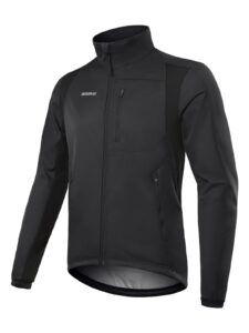 bergrisar winter cycling jacket for men softshell windproof thermal fleece bike clothing running jacket windbreaker black large