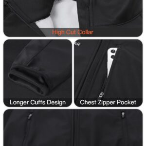 BERGRISAR Winter Cycling Jacket for Men Softshell Windproof Thermal Fleece Bike Clothing Running Jacket Windbreaker Black Large