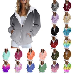 yfjrbr today womens oversized sweatshirt zipper up hoodie drawstring printed long sleeve crewneck tops shirts faishion blouse today show deals of the day