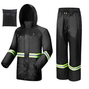 rain suits for men women waterproof, breathable rain coats with eye-catching reflective strip, durable rain gear