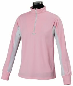 tuffrider children's ventilated technical long sleeve sport shirt with mesh, petal pink, large