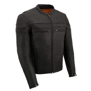 milwaukee leather ml1408 men's black 'savage' sporty crossover leather jacket - medium