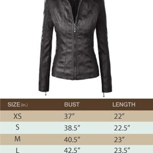 Made By Johnny MBJ WJC877 Womens Panelled Faux Leather Moto Jacket S Black