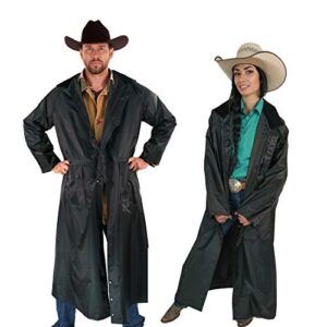 southwestern equine american cowboy saddle slicker rain coat duster – 100% waterproof full length unisex (black, x-large)