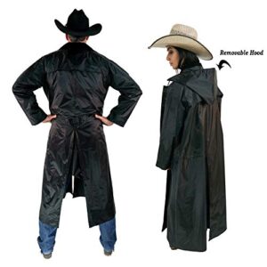 Southwestern Equine American Cowboy Saddle Slicker Rain Coat Duster – 100% Waterproof Full Length Unisex (Black, X-Large)