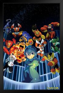 mega man legacy collection video game video gamer classic retro vintage 90s gaming megaman capcom legacy collection megaman 11 mega man x dr wily art print stand or hang wood frame display 9x13