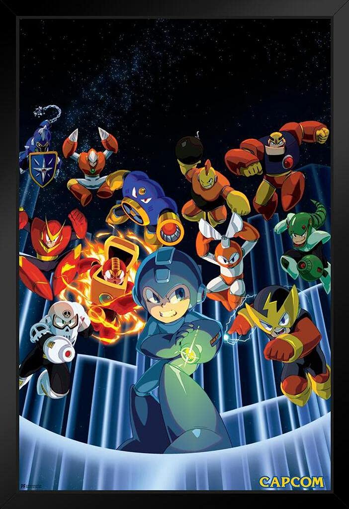 Mega Man Legacy Collection Video Game Video Gamer Classic Retro Vintage 90s Gaming MegaMan Capcom Legacy Collection Megaman 11 Mega Man X Dr Wily Art Print Stand or Hang Wood Frame Display 9x13