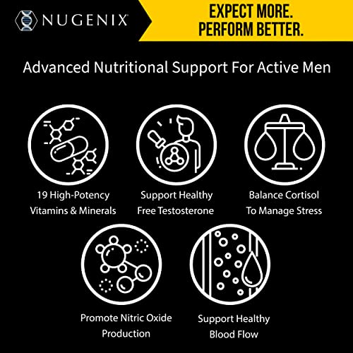 Nugenix Men's Daily Testosterone Multivitamin - 19 Vitamins and Minerals, Supports Free Testosterone