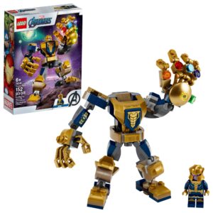 lego marvel avengers thanos mech 76141 cool action building toy for kids with mech figure thanos minifigure (152 pieces)