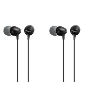 sony mdrex15lp in-ear earbud headphones, black, model number: mdrex15lp/b (pack of 2)