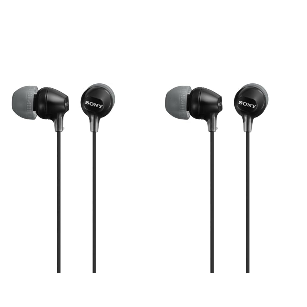 Sony MDREX15LP in-Ear Earbud Headphones, Black, Model Number: MDREX15LP/B (Pack of 2)