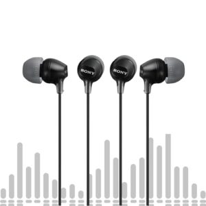 sony mdr-ex15lp fashion color ex series in-ear earbud headphones (black, 2-pack) bundle (2 items)