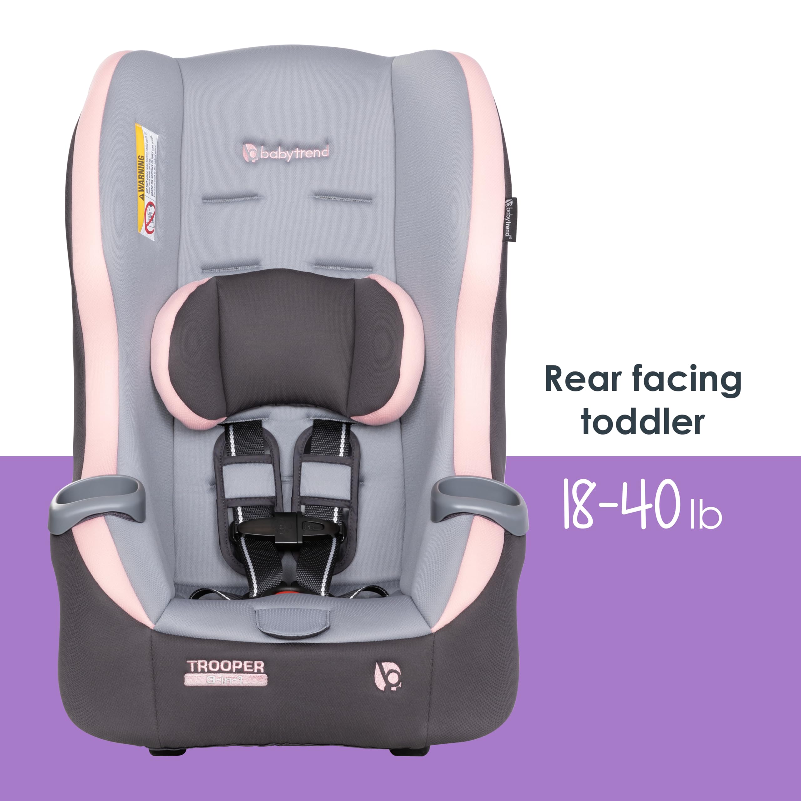 Baby Trend Trooper 3-in-1 Convertible Car Seat, Quartz Pink