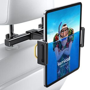 lamicall car tablet headrest holder - car back seat headrest tablet mount stand for kids, road trip essentials, compatible with 2024 ipad pro 11/13", air mini, galaxy tab, 4.7-13" tablet, black