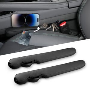 homaupt leather car seat gap filler universal for car truck suv to block the gap between seat and console stop things from dropping 2 packs black