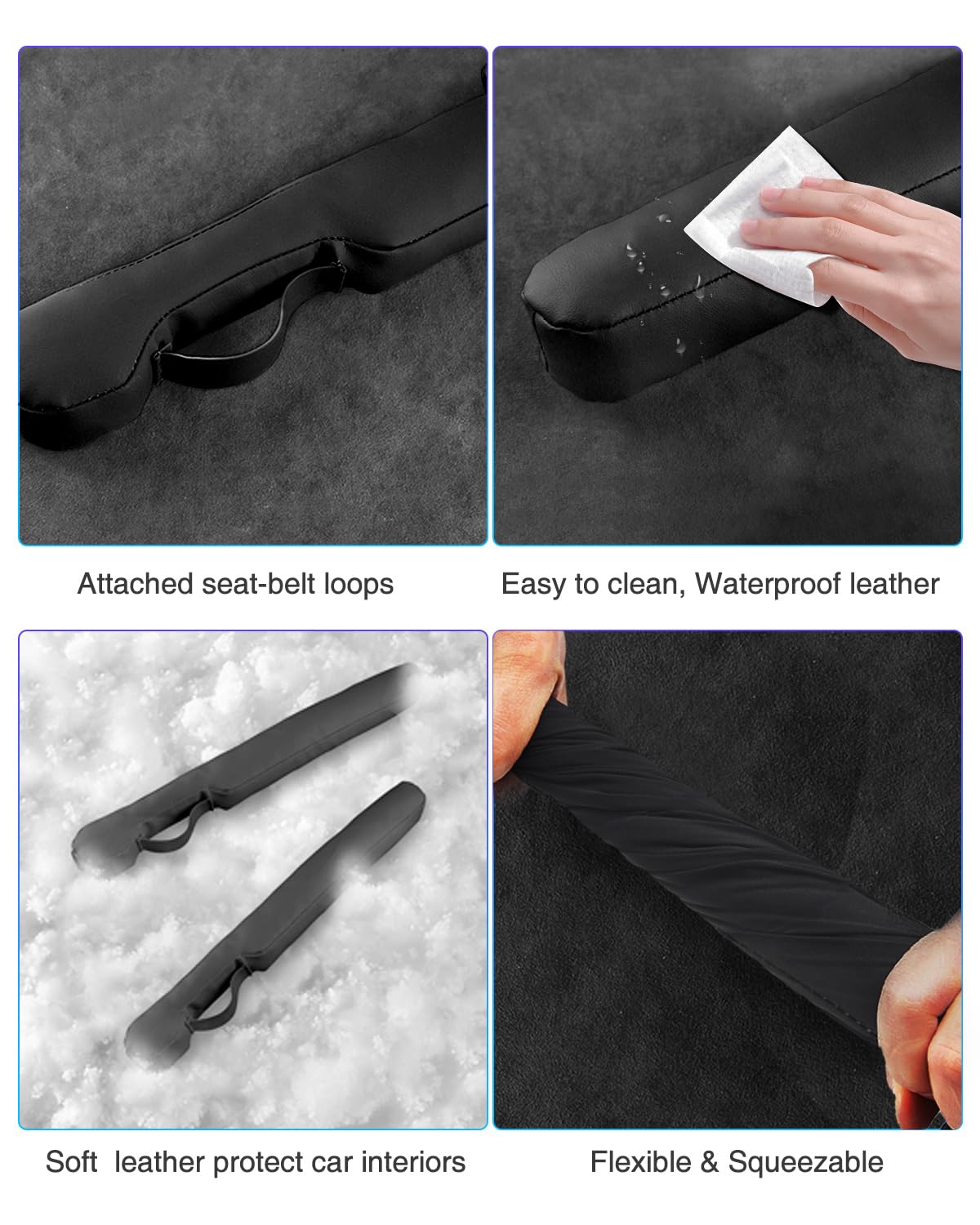 Homaupt Leather Car Seat Gap Filler Universal for Car Truck SUV to Block The Gap Between Seat and Console Stop Things from Dropping 2 Packs Black