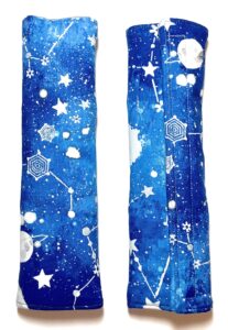 set of 2 universal car seat belt cover, blue moon white dreamcatcher saturn star, truck suv cushion seatbelt shoulder strap, soft comfortable driving protection, plush padded 100% cotton adult child