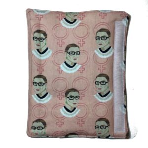 rbg tribute car seatbelt cover ruth bader ginsburg feminist, 100% cotton washable padded soft, made in usa, seat belt shoulder strap cushion, neck pad (medium, rgb bust on coral)