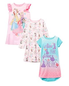 disney girls' princess 3-pack nightgown, girls rule 2, 4