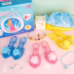 Meland Princess Dress Up for Girls - Dress Up Clothes for Girls with Princess Shoes, Princess Toys for Girls 3,4,5,6 Year Old